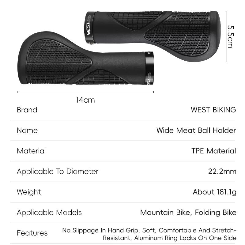 WEST BIKING TPE Impact Mitigation Bicycle Handlebar Grip for MTB ...