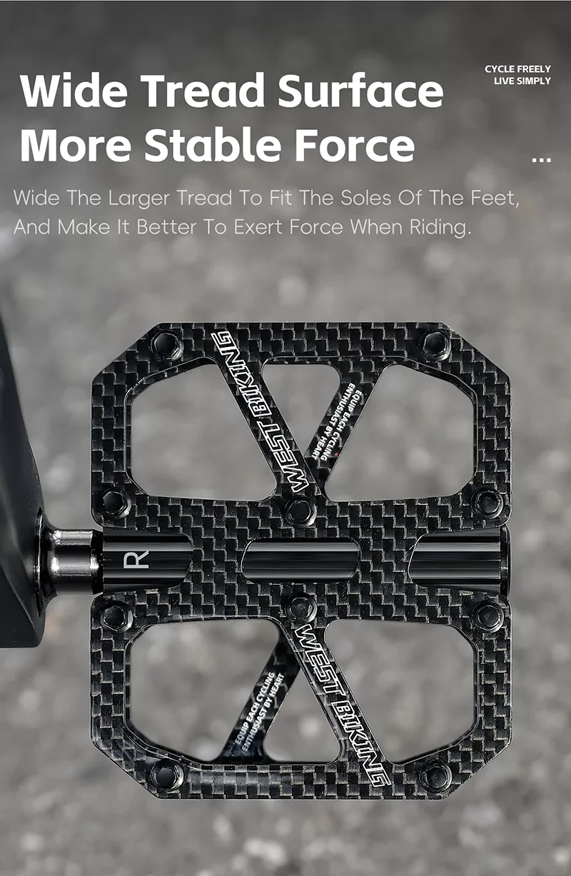 WEST BIKING 3 Bearing Carbon Fiber Lightweight Anti-Slip Bicycle Pedals ...
